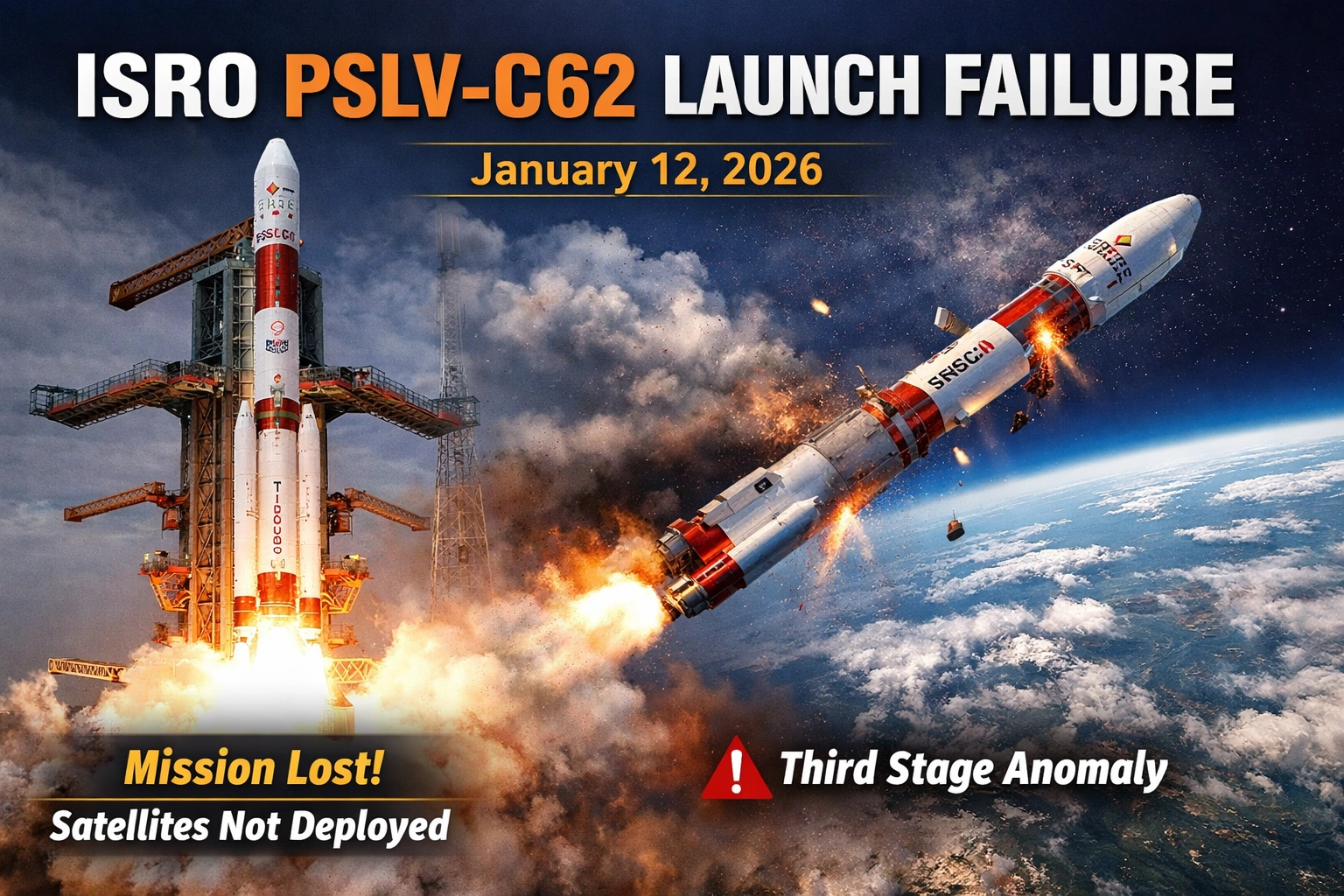 ISRO PSLV-C62 Launch Fails: January 12 Setback Explained